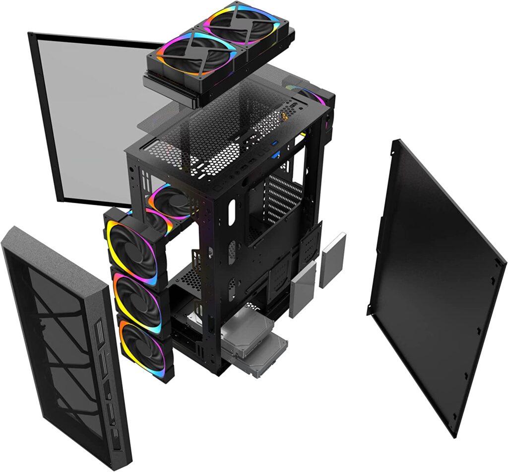 Boitier gamer TRIO 4DF RGB Mid Tower Gameur PC Case – Noir - KOTECH-CI